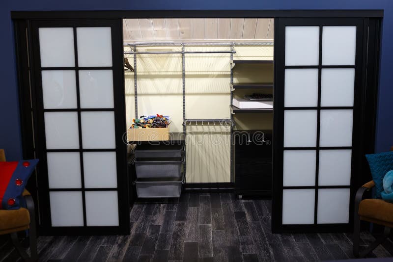 Built-in Closet for Things. Large Square Doors Stock Image - Image of ...