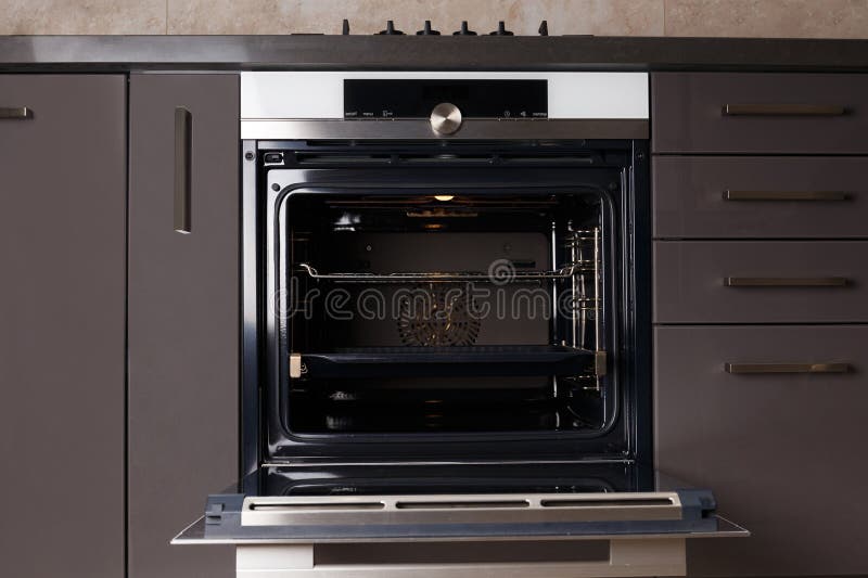 Built-in Electric Oven with Open Door in the Kitchen Stock Image ...