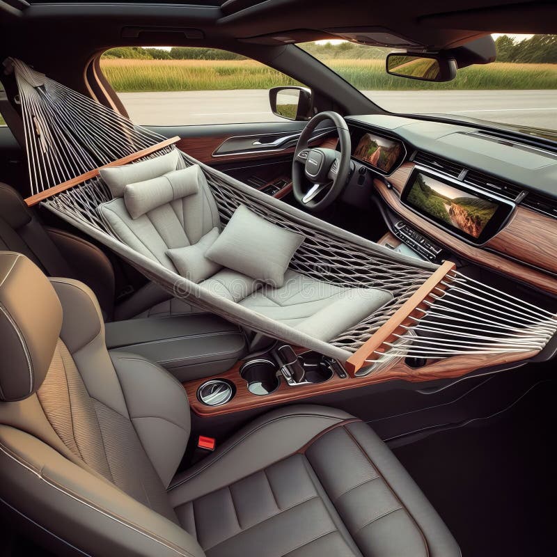 A Built in Hammock Inside the Car, for Napping or Loun Stock Photo ...