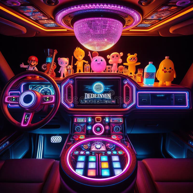 A Built in Mini Disco Inside the Car, with Lights and Stock Photo ...