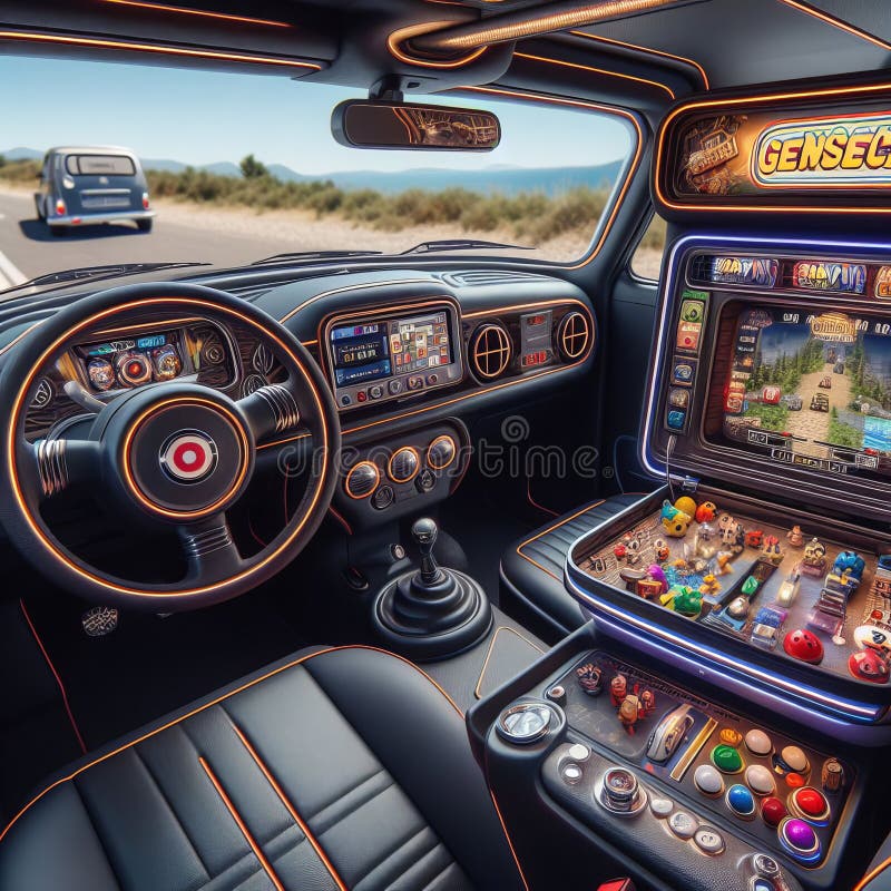 A Built in Mini Gaming Arcade Inside the Car, with Cla Stock Photo ...