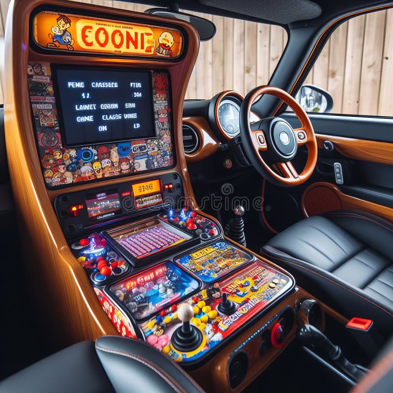 A Built in Mini Gaming Arcade Inside the Car, with Cla Stock Image ...
