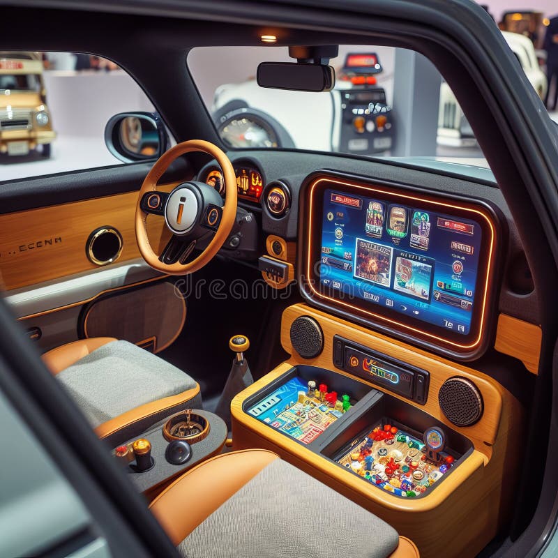 A Built in Mini Gaming Arcade Inside the Car, with Cla Stock Photo ...