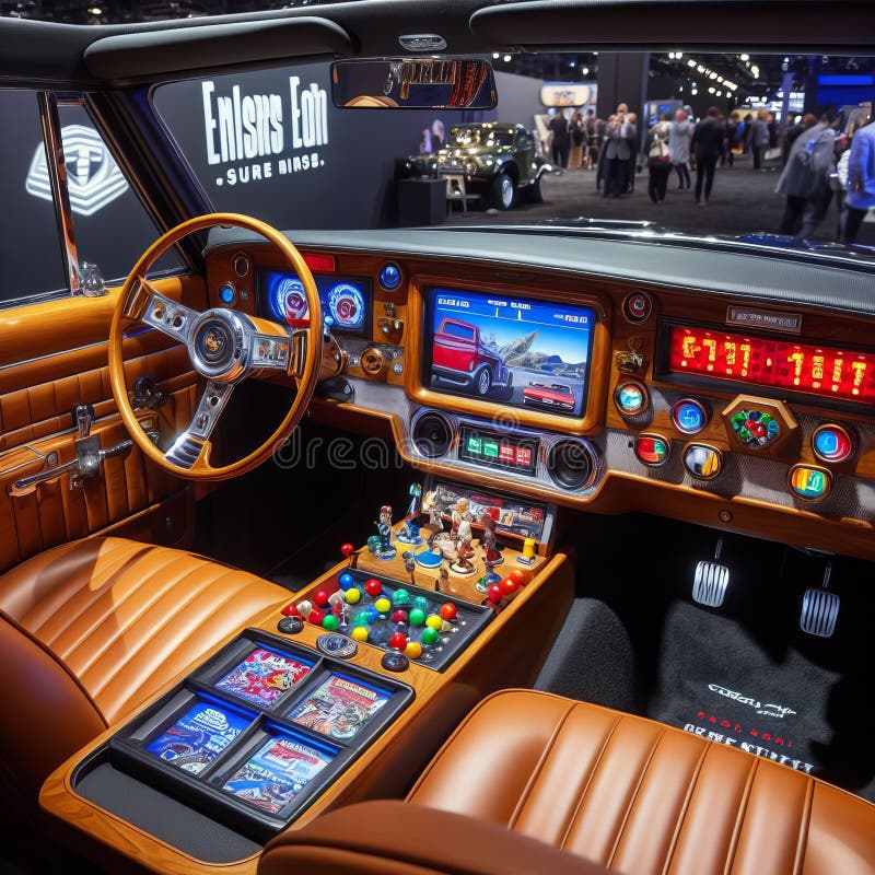 A Built in Mini Gaming Arcade Inside the Car, with Cla Stock Photo ...