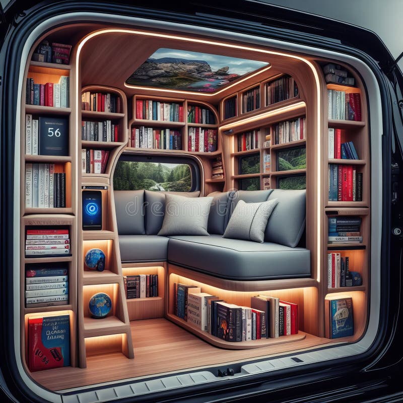 A Built in Mini Library Bookstore Inside the Car, with Stock Photo ...