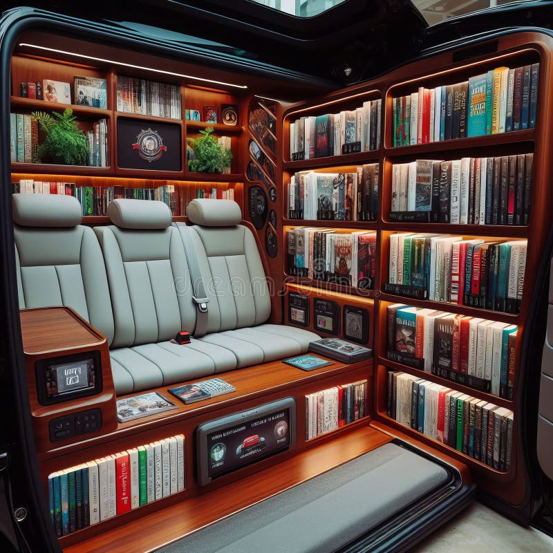 A Built in Mini Library Bookstore Inside the Car, with Stock Image ...