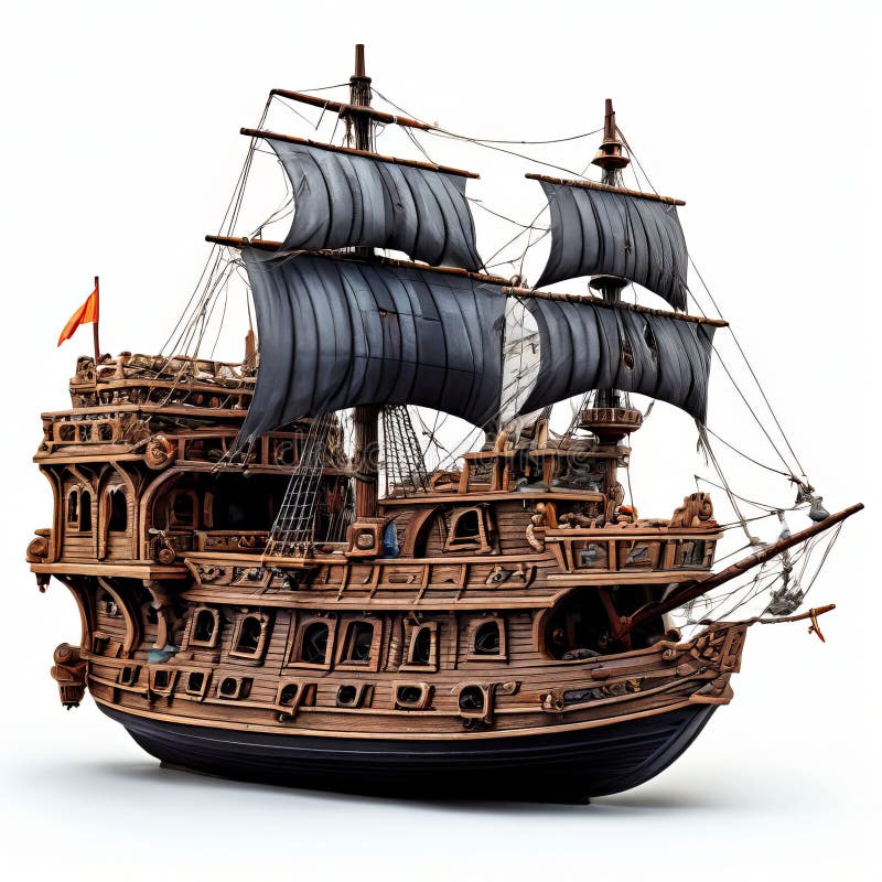 A Built in Mini Pirate Ship Inside the Car with Sails Stock Image ...