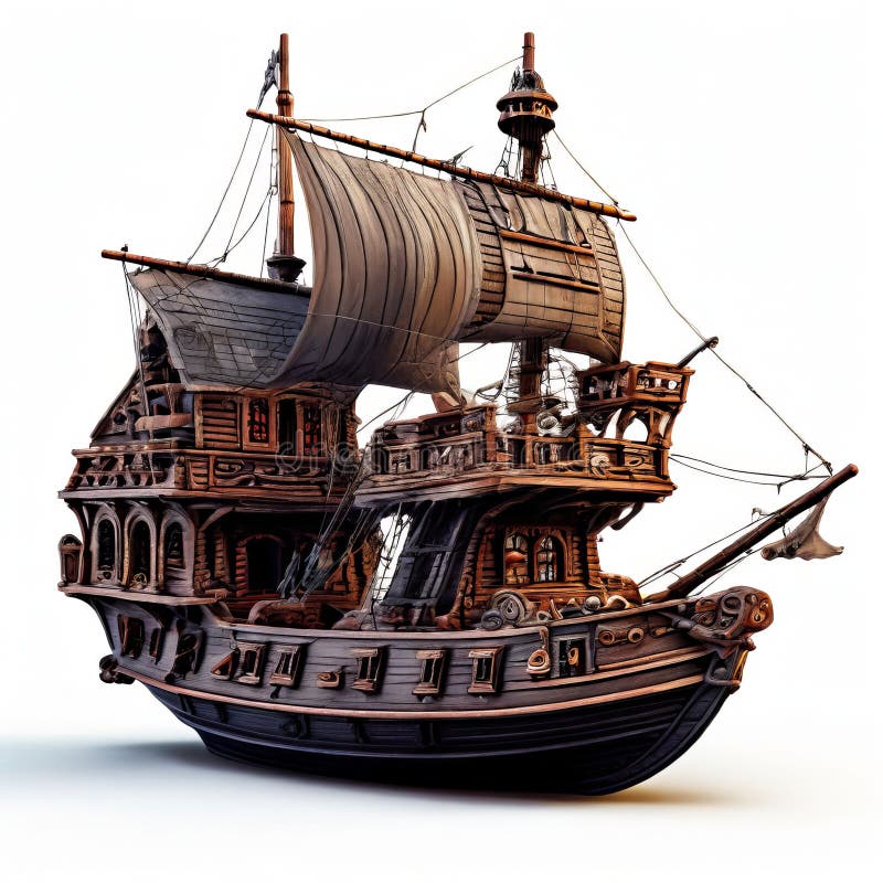 A Built in Mini Pirate Ship Inside the Car with Sails Stock Photo ...