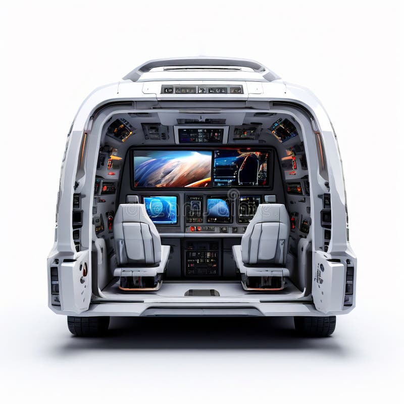 A Built in Mini Space Station Inside the Car with Cont Stock ...