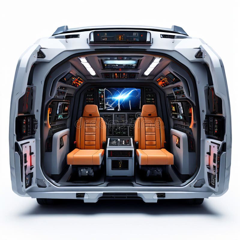 A Built in Mini Space Station Inside the Car with Cont Stock ...