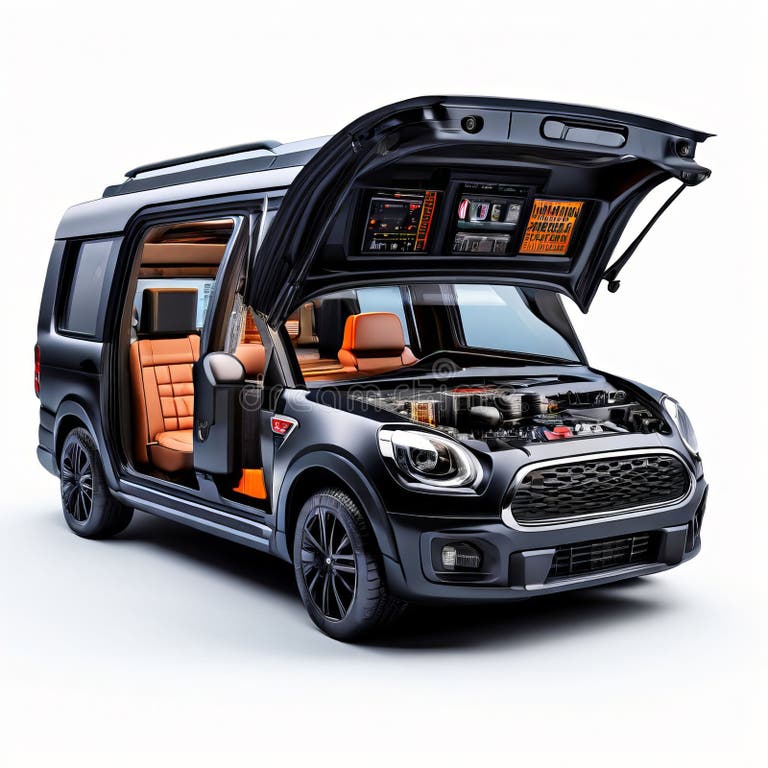 A Built in Mini Spy Headquarters Inside the Car with H Stock ...