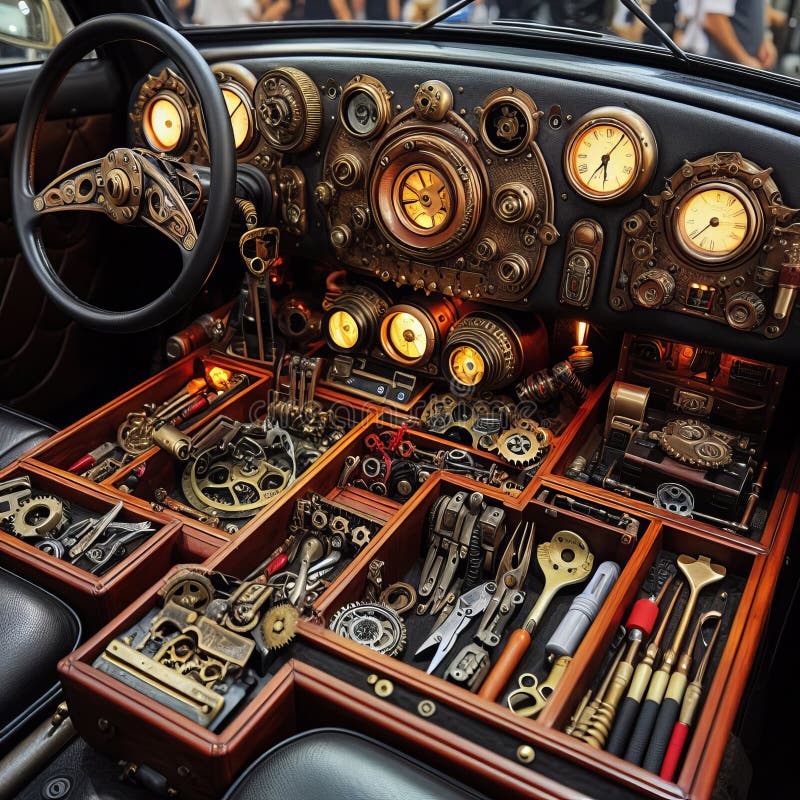 A Built in Mini Steampunk Workshop Inside the Car, Wit Stock Image ...
