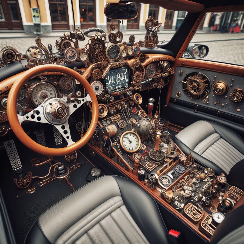A Built in Mini Steampunk Workshop Inside the Car, Wit Stock Image ...
