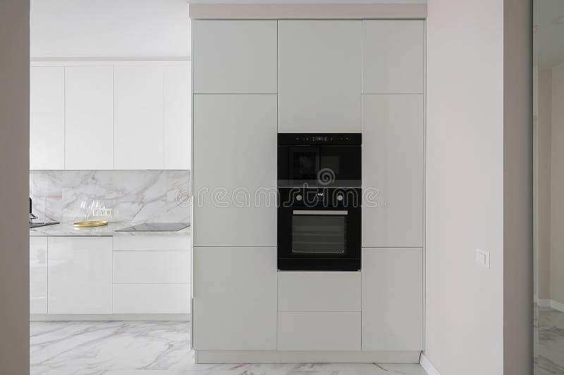 Built-in Oven and Microwave Oven in the Kitchen Furniture Stock Image - Image of domestic ...