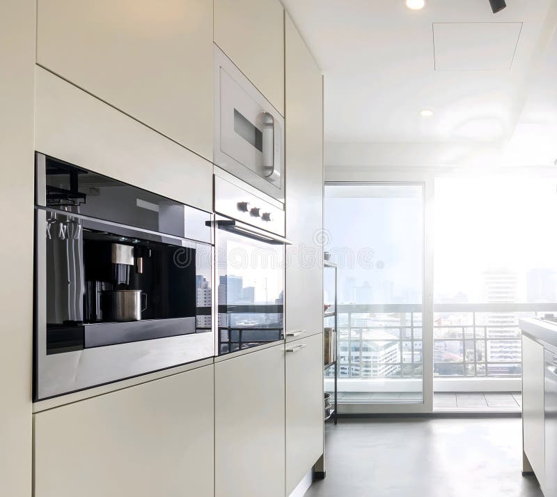 Built-in Oven and Microwave on Kitchen Shelf Stock Illustration ...