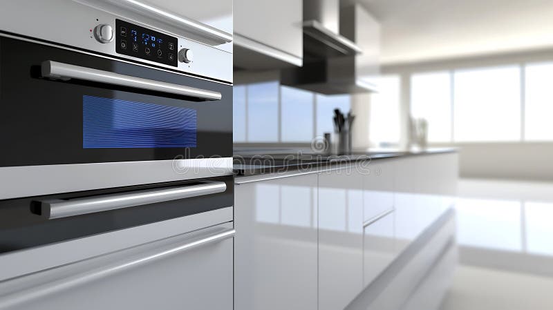 Built-in Oven Modern in a Contemporary Style Kitchen Stock Image ...
