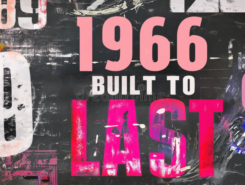 1966 Built To Last Poster - Retro Distressed Background Stock ...