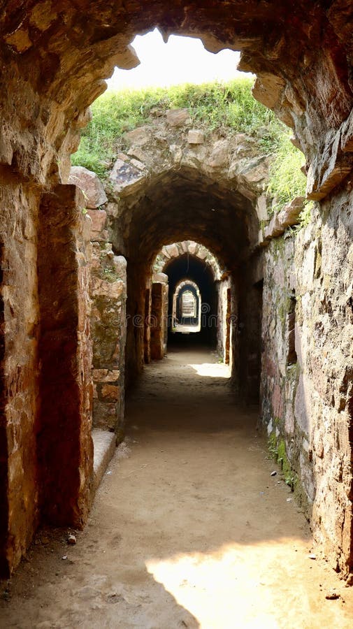 Tunnel in Tughluq Fort stock image. Image of built, fort - 294874119