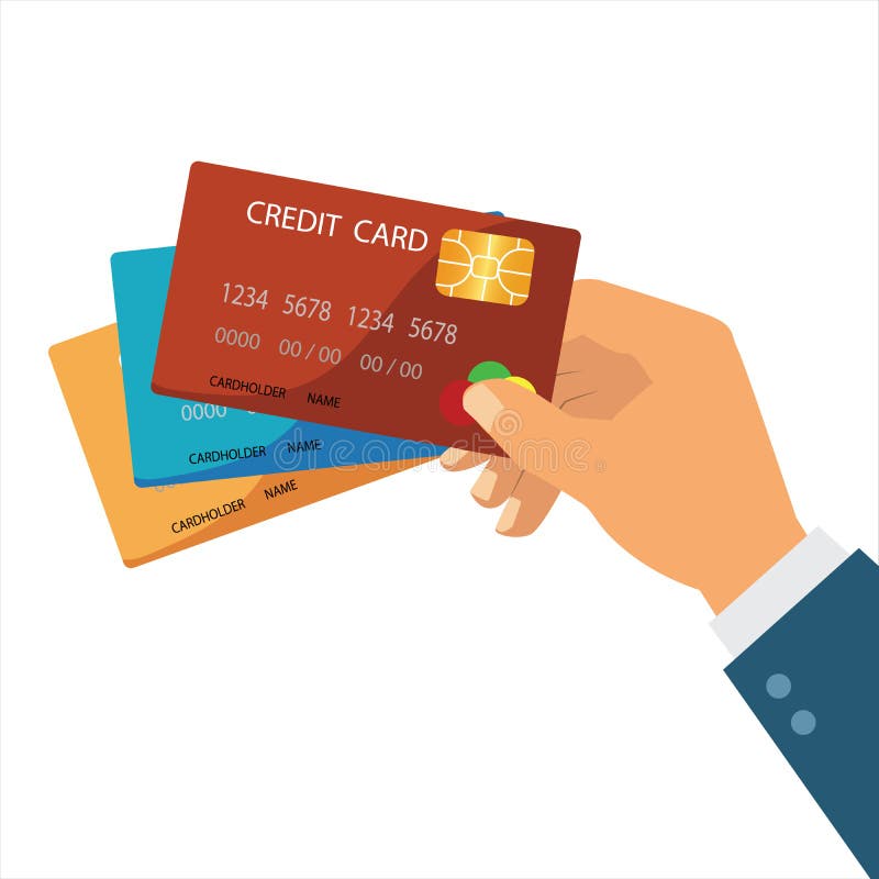 Buisinessman Hand Holding Three Credit Cards Stock Vector ...