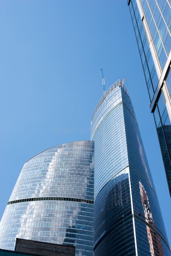 Buisness Centers on Blue Sky, Side View Stock Photo - Image of building ...