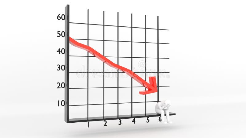 Red Arrow Going Down In Line Graph Stock Vector - Illustration of ...