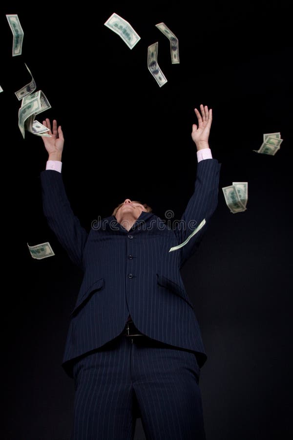 Buisnessman and Falling Down Money Stock Photo - Image of success, boss ...