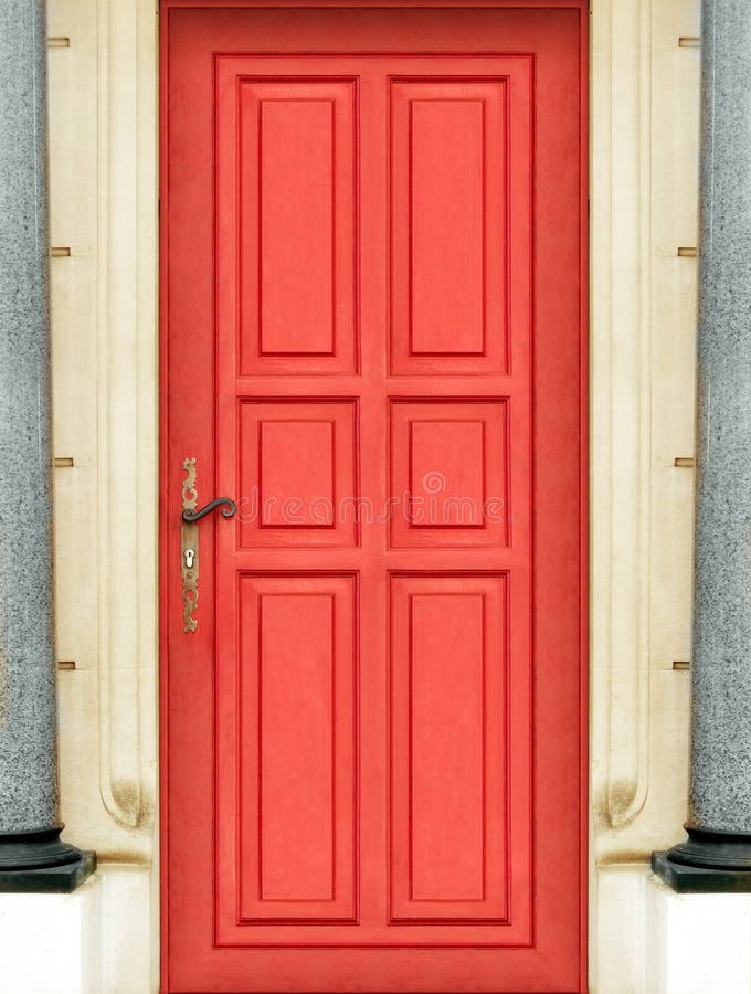 Rode Deuren Met Deurkloppers Stock Foto - Image of één, meubilair: 3007314