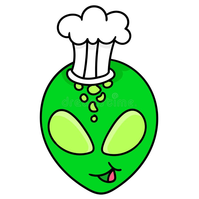 Buitenaards Hoofd Emoticon Draagt Een Groene Chef - Kok Met Een ... Buitenaards Hoofd Emoticon Draagt Een Groene Chef - Kok Met Een ...