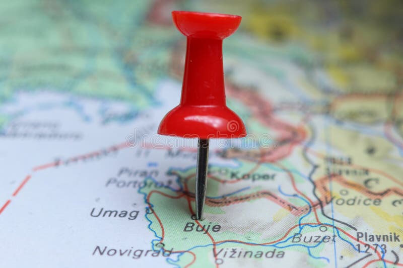 Buje, Croatia pin on map stock photo. Image of guide - 370073248