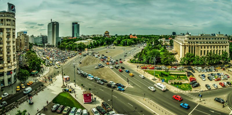 Bukarest-Vogelperspektive -- Victory Square Redaktionelles Bild - Bild von mitte, quadrat: 54112695