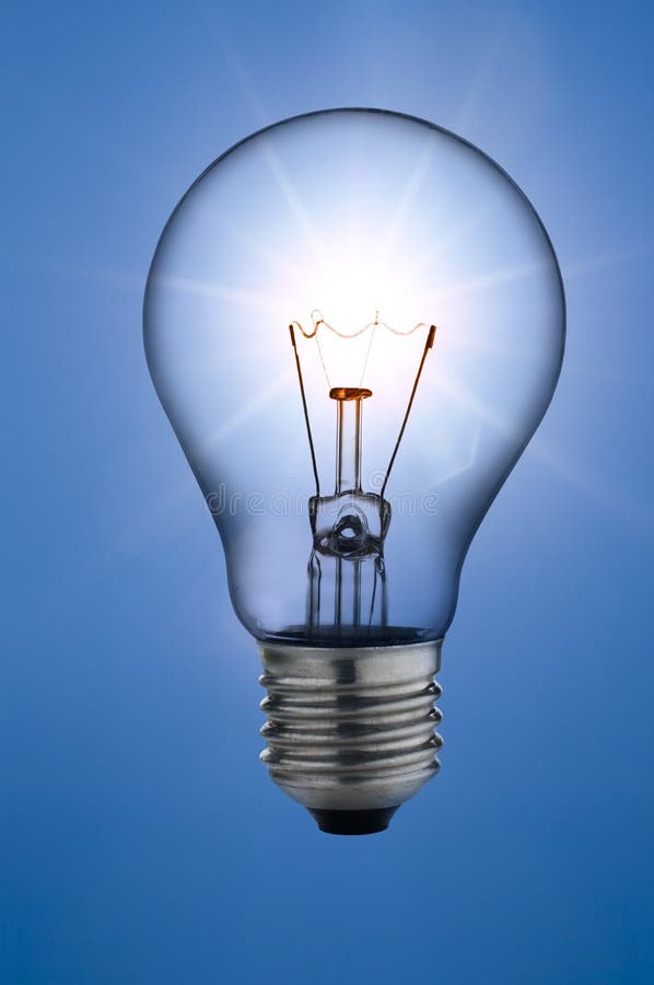 Blue Light Bulb stock photo. Image of electric, electricity - 4427806