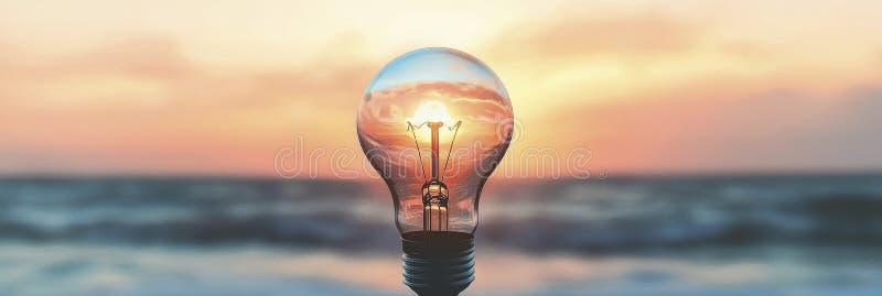 Bulb Aligned with Sunset on Horizon in Artistic Pose Stock Illustration ...