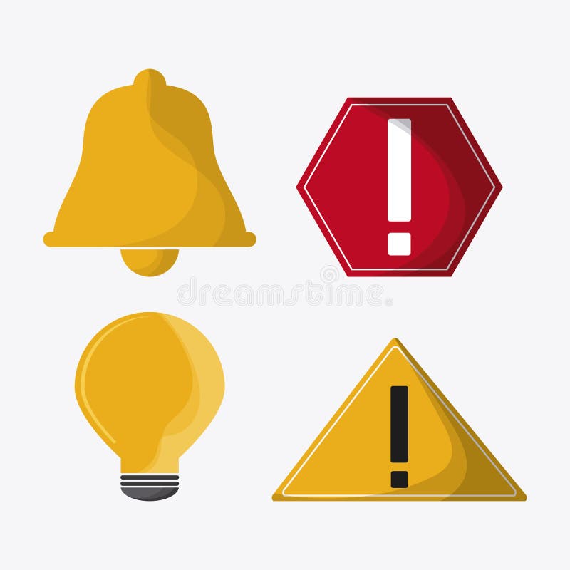 Bulb Bell Sign Alert Mail Communication Icon Stock Vector ...