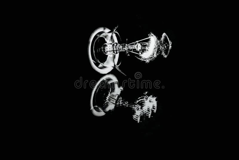 Bulb with Black Background and Reflection. Stock Image - Image of black ...
