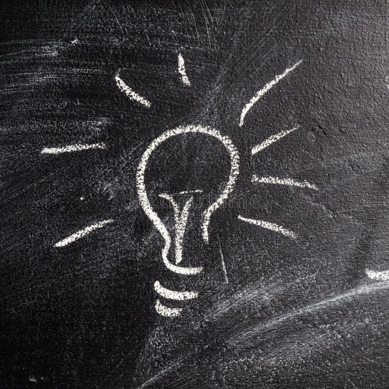 Bulb on chalk board stock photo. Image of drawing, black - 29718822