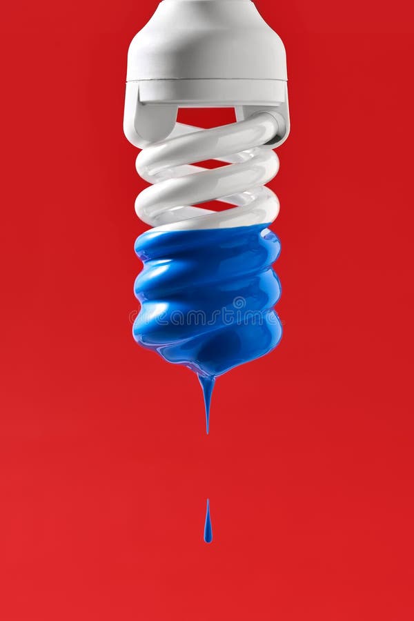 Bulb with blue paint on it stock image. Image of fluorescent - 120271627