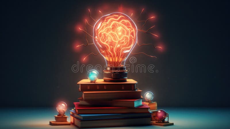 Bulb with a Book Bulb on Book Light Bulb and Book Stock Illustration ...