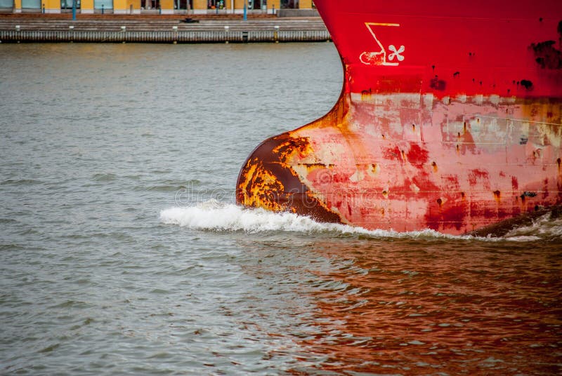 The Bulb and Bow of a Red Ship Stock Image - Image of liner, bulb ...
