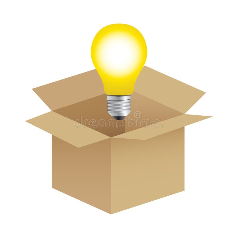 Bulb and Box stock vector. Illustration of light, empty - 46662089
