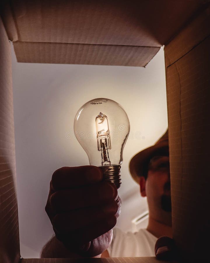 Bulb in a box stock photo. Image of lightbulb, idea - 202274124