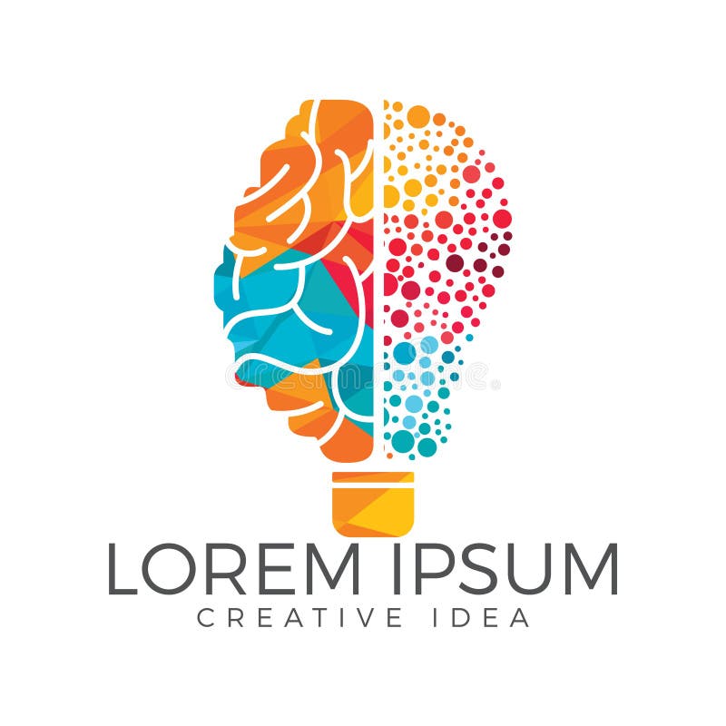 Bulb and Brain Logo Design. Creative Light Bulb Idea Brain Vector Icon ...
