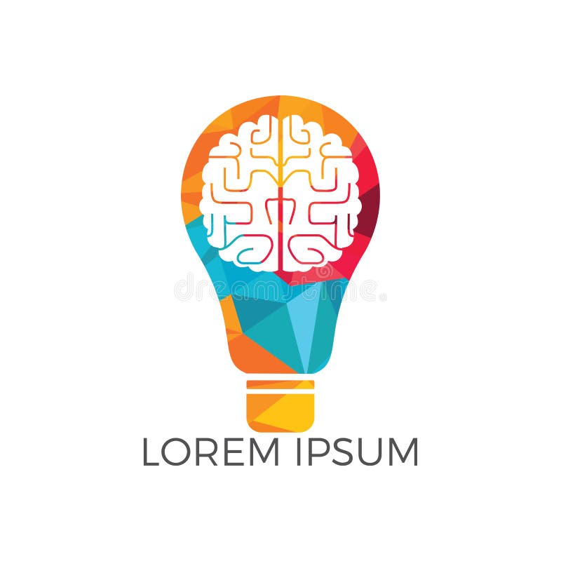Bulb and Brain Logo Design. Creative Light Bulb Idea Brain Vector Icon ...