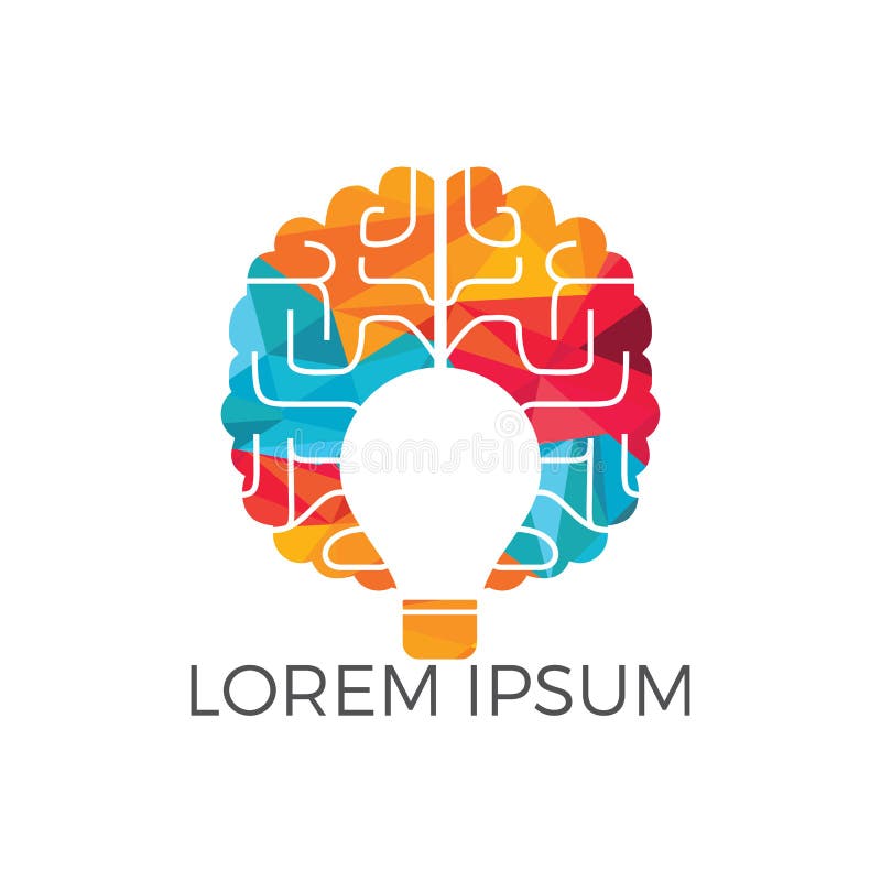 Bulb and Brain Logo Design. Creative Light Bulb Idea Brain Vector Icon ...