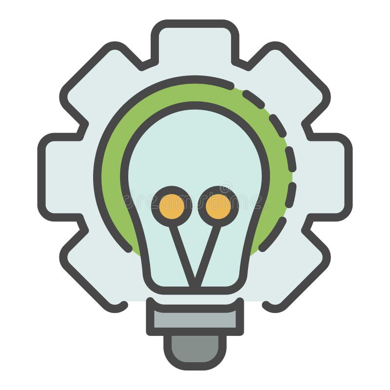 Bulb Cog Wheel Icon Color Outline Vector Stock Vector - Illustration of ...
