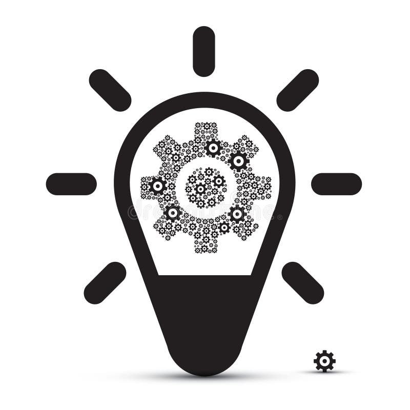 Bulb with Cogs - Vector stock vector. Illustration of electric - 135856641