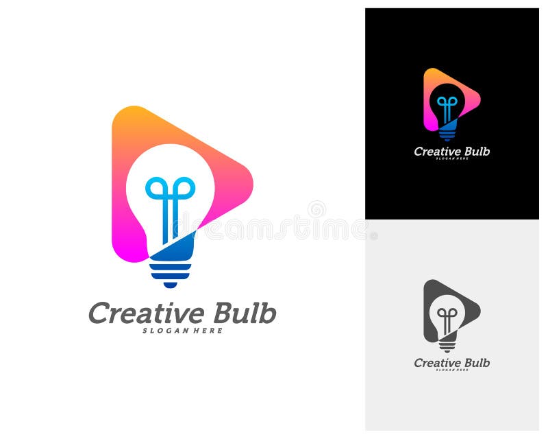 Bulb Creative with Play Icon Logo Concepts, Abstract Colorful Icons ...