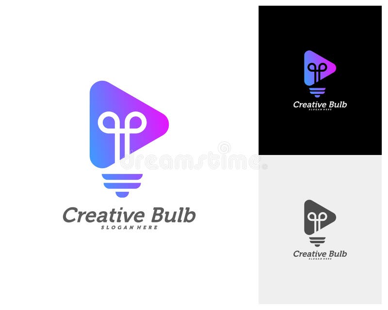 Bulb Creative with Play Icon Logo Concepts, Abstract Colorful Icons ...