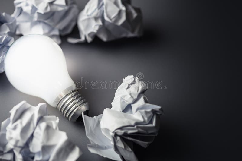 Bulb and Crumpled paper stock photo. Image of crumble - 63981110