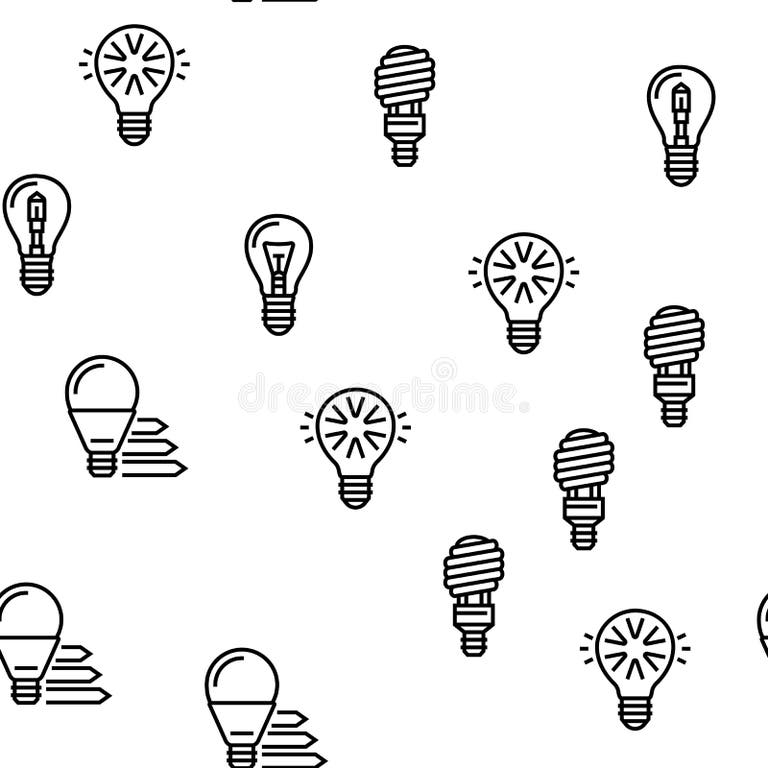 Bulb Electrical Energy Accessory Vector Seamless Pattern Stock Vector ...
