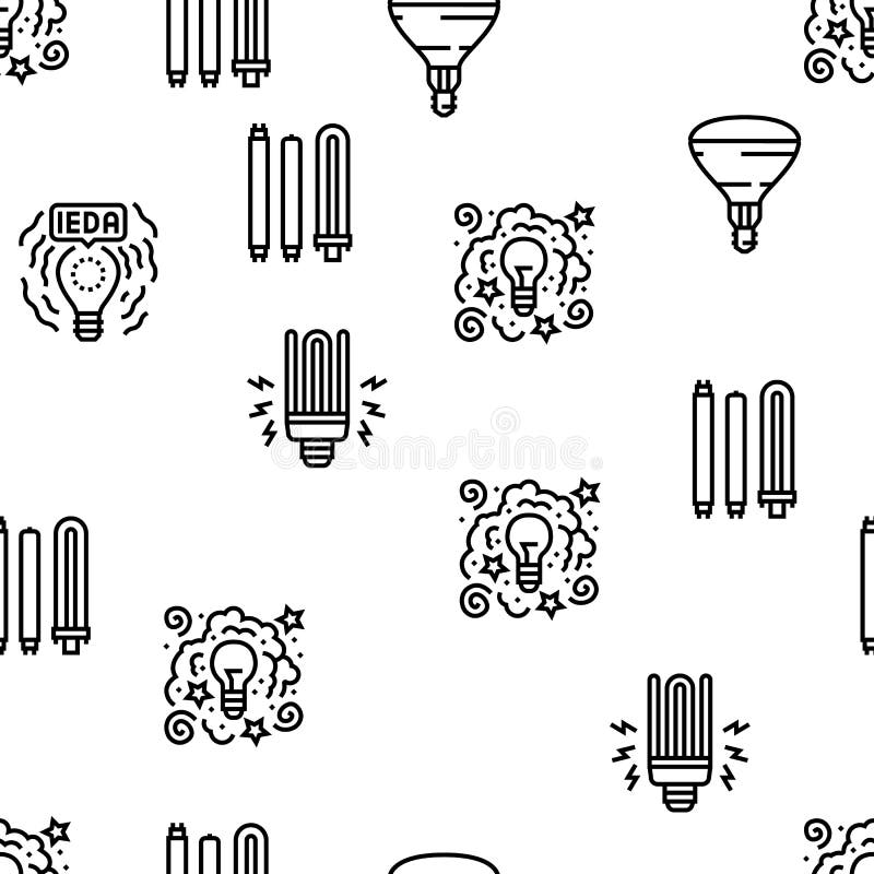 Bulb Electrical Energy Accessory Vector Seamless Pattern Stock Vector ...